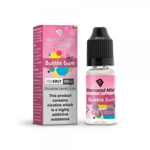 Diamond Mist Nic SALT Bubblegum Flavour E-Liquid 10ml - 10mg & 20mg ...